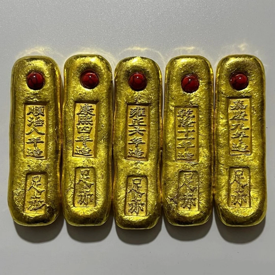 Qing-Dynasty-Five-Emperors-Ruby-Gold-Plated-Gold-Bar-Retro-Decorative ...
