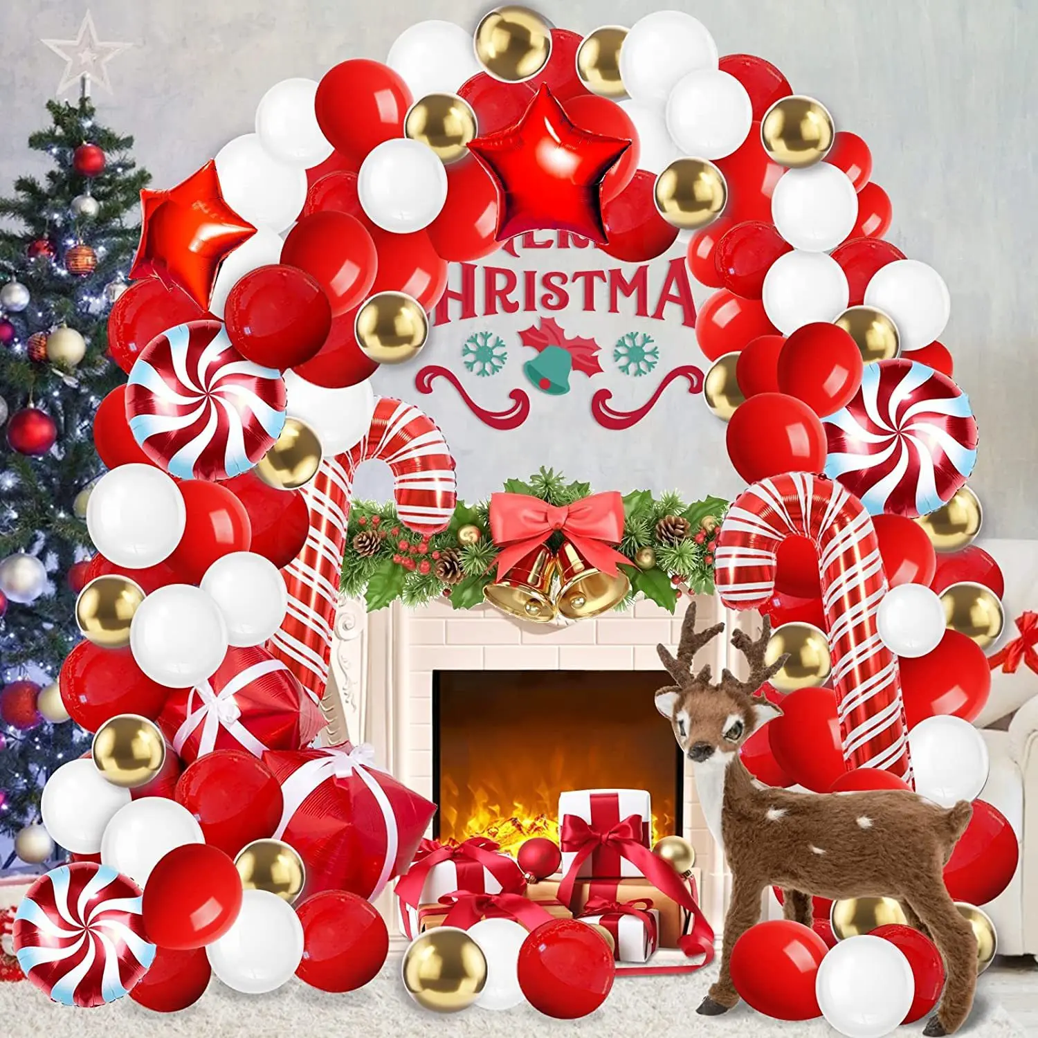 126-Pcs-Christmas-Arch-Balloon-Chain-New-Year-s-Red-and-White-Balloon ...