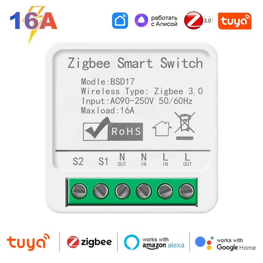 Tuya-Zigbee-Smart-DIY-Switch-Module-Relay-16A-Support-Two-Way-Control ...
