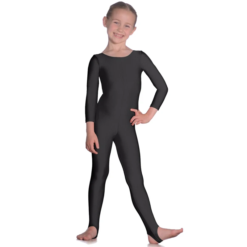Kids Boy Girls Spandex One Piece Dance Unitard with Stirrup Halloween ...