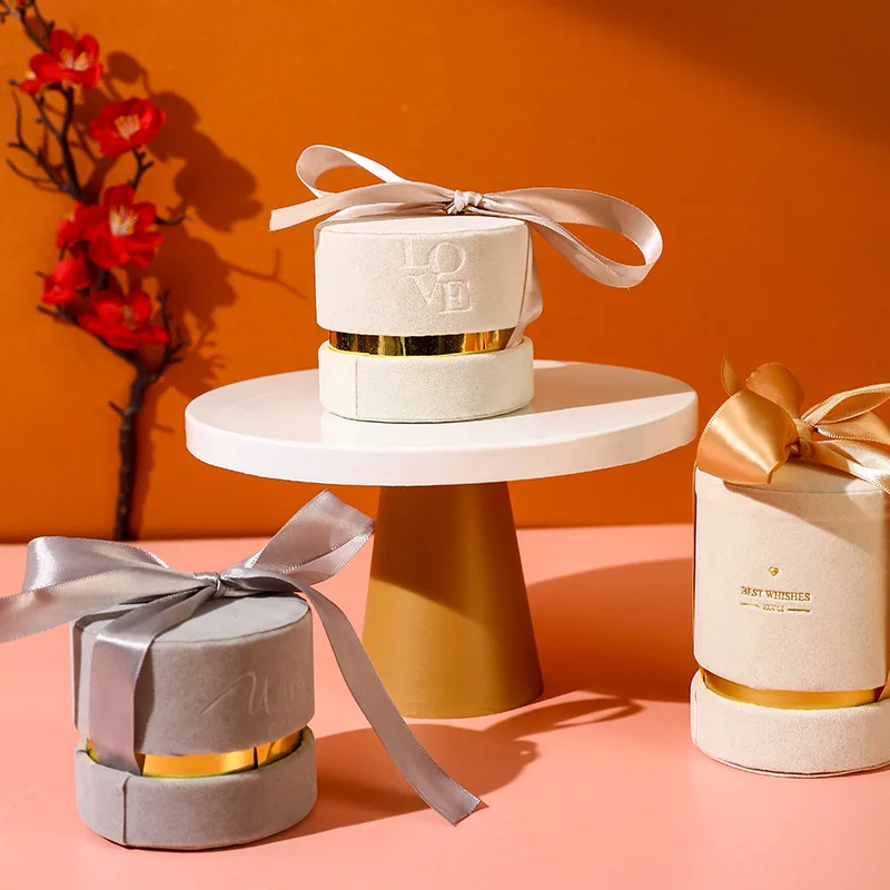 2pcs Velvet Gift Box with Ribbon Handheld Gift Box Candy Sugar Tea ...