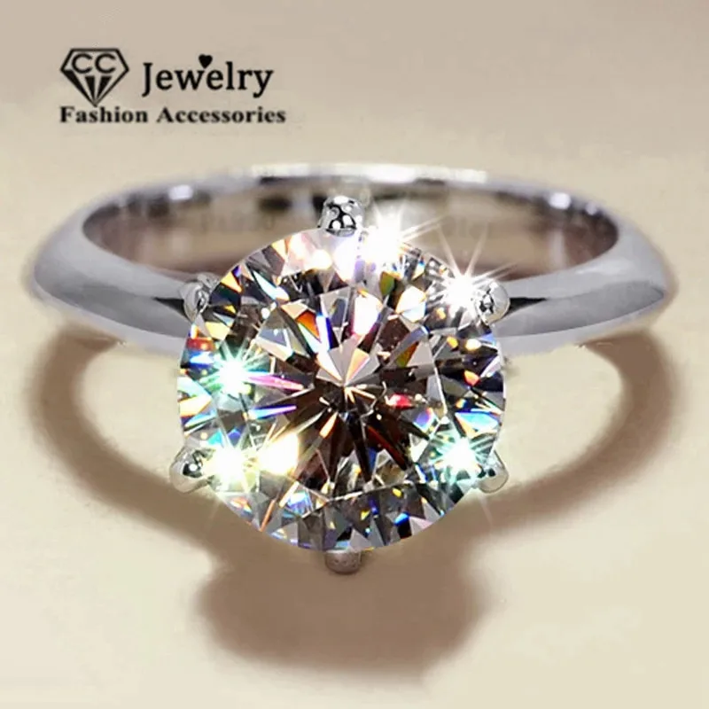 CC-Rings-For-Women-Silver-Color-Wedding-Ring-Bridal-Jewelry-6-6mm-Round ...