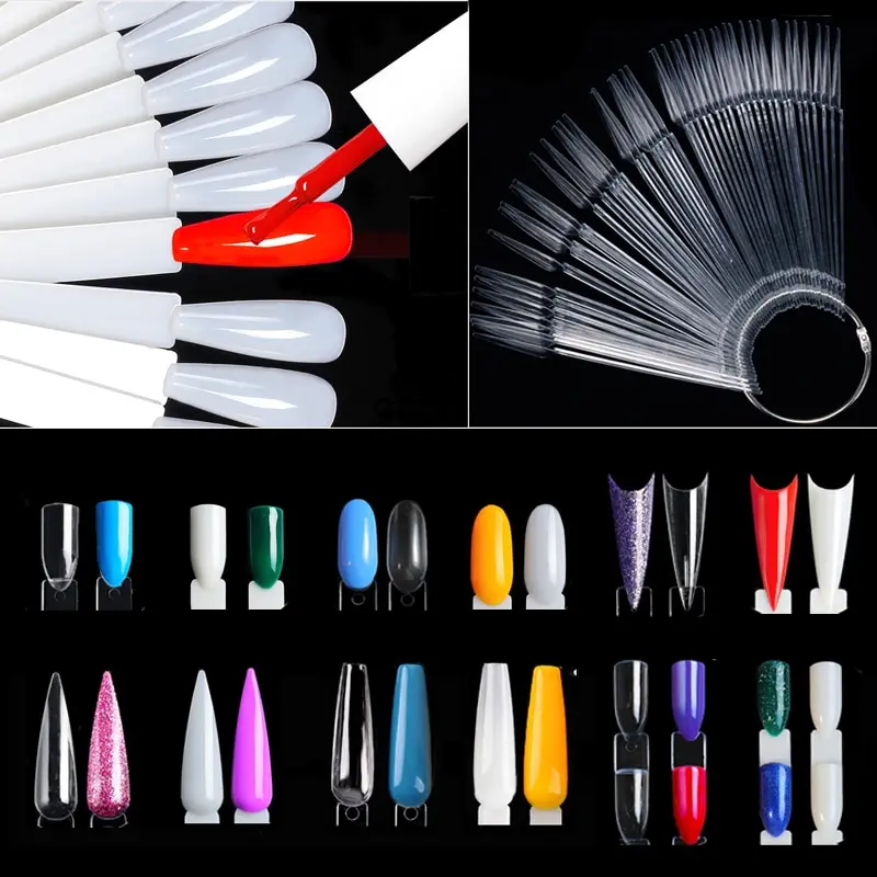 Nail Display Sticks Clear Natural Colors Nail Swatch Chart With Ring ...