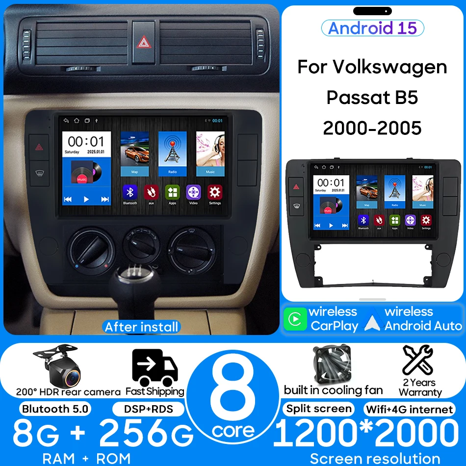 Android 15 Car Radio Video Multimedia Player Navigation GPS Head Unit ...