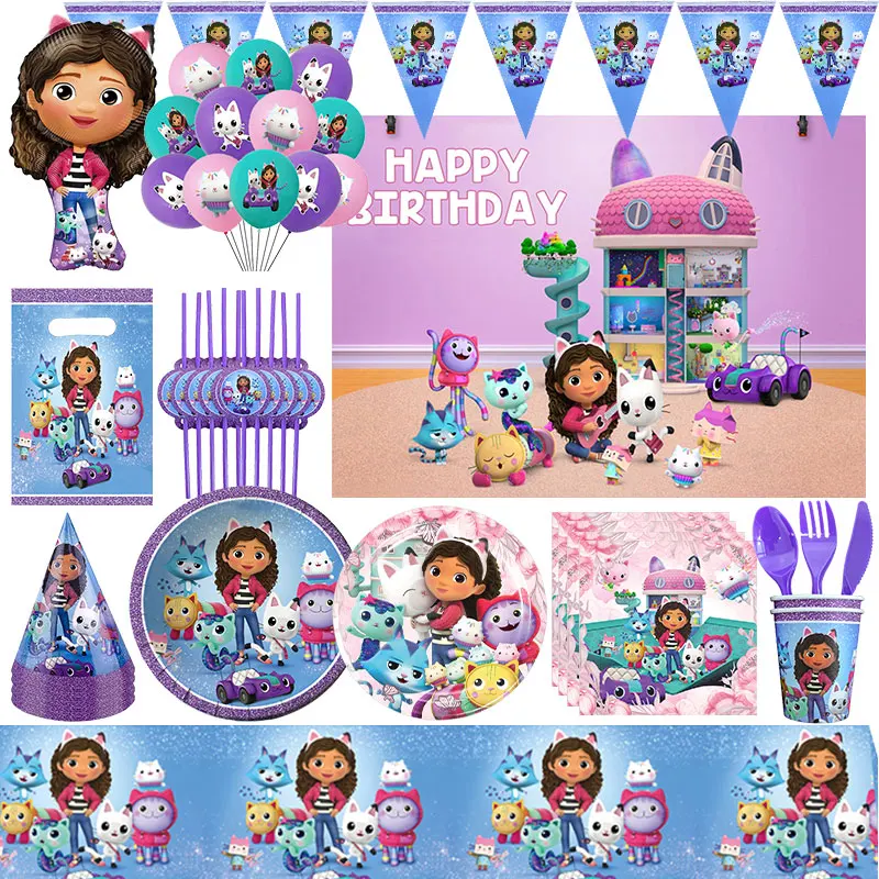 Gabby Dollhouse Birthday Decoration Tableware Party Balloons Cups ...