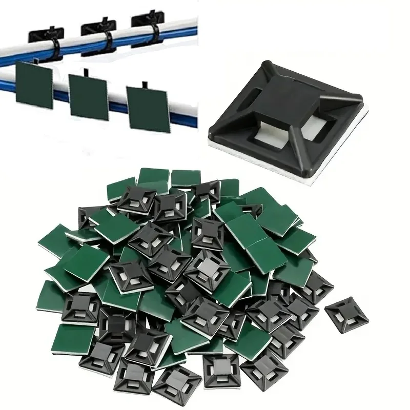 50/100pcs Zip Tie Mounts Durable Clip Clamp Wall Holder Base Cable ...