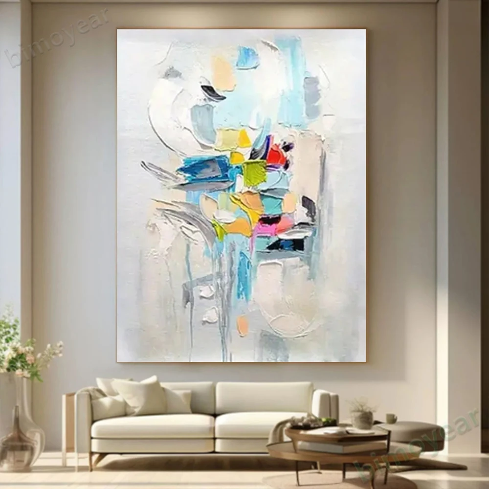 100% hand drawn color texture abstract oil painting original wall ...