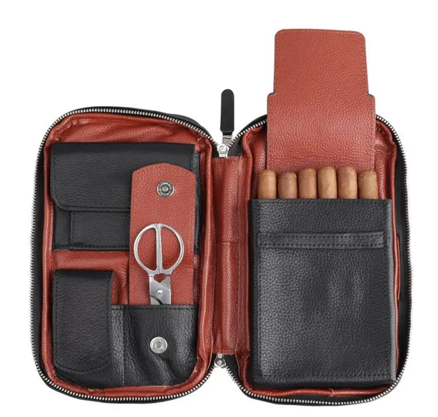 FIREFOG-Caja-de-cigarros-de-viaje-de-cuero-genuino-caja-de-humidor-de ...