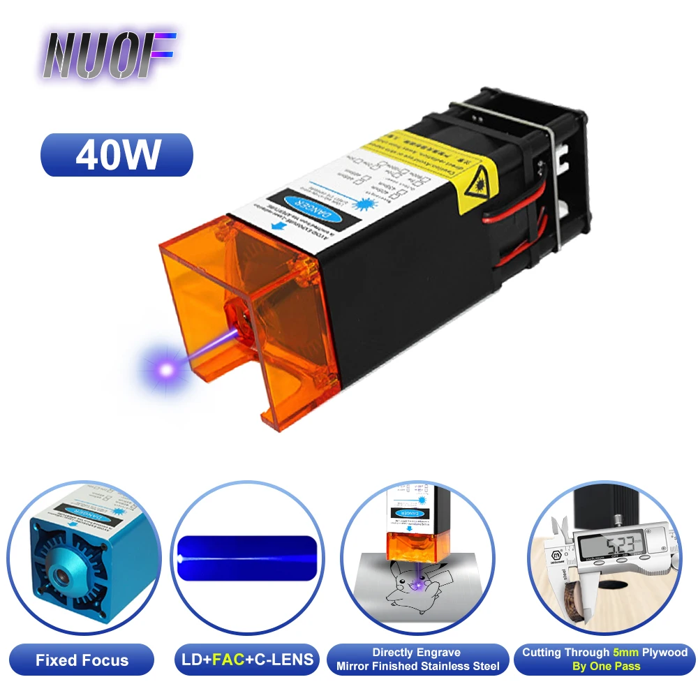 Nuof 40w 80w Laser Module Laser Head 450nm Blue Laser Ttl Module Home