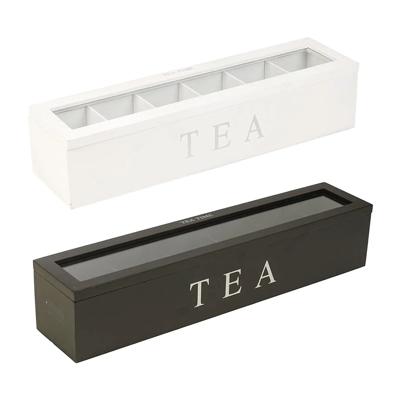 New-Wooden-Tea-Box-With-Lid-6-Compartment-Retro-Style-Coffee-Tea-Bag ...