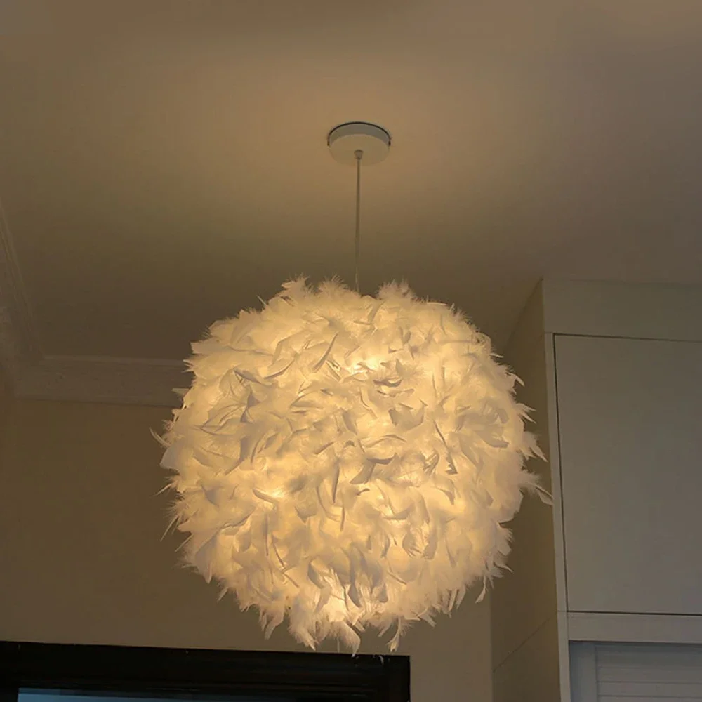 Feather-LED-Pendant-Light-E27-Lamp-Holder-Fairy-Hanging-Lamps-Goose ...