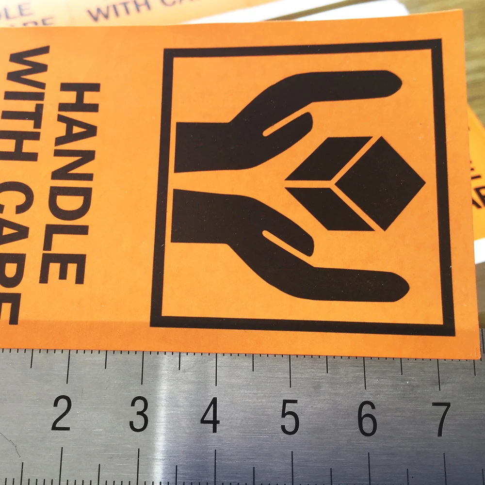 100pcs 51x76mm HANDLE WITH CARE Label Cargo Protection Sticker Shipping ...