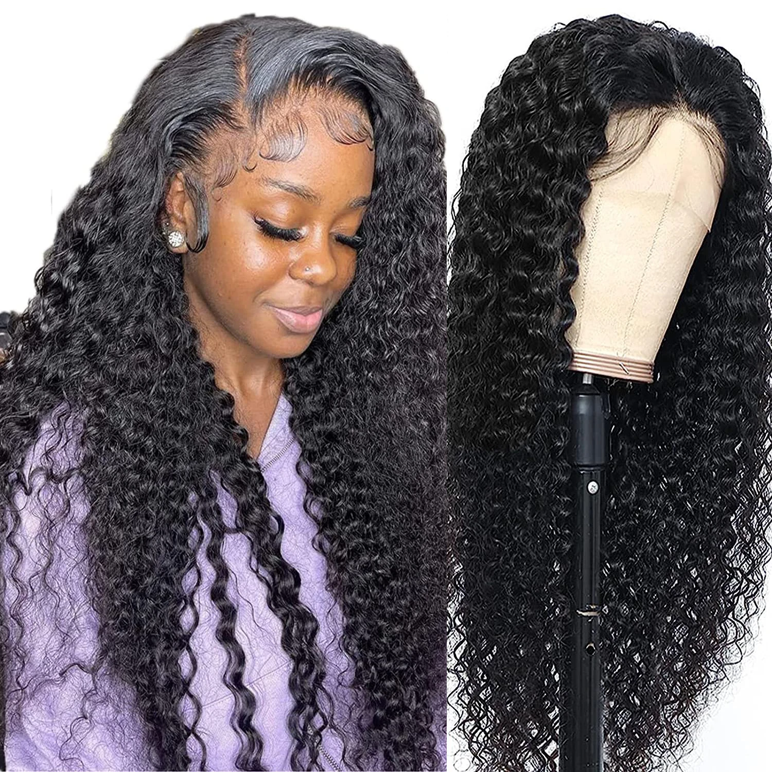 Brazilian-Deep-Curly-HD-Lace-Front-Wig-Wet-Wavy-Human-Hair-13x4-Ear-To ...