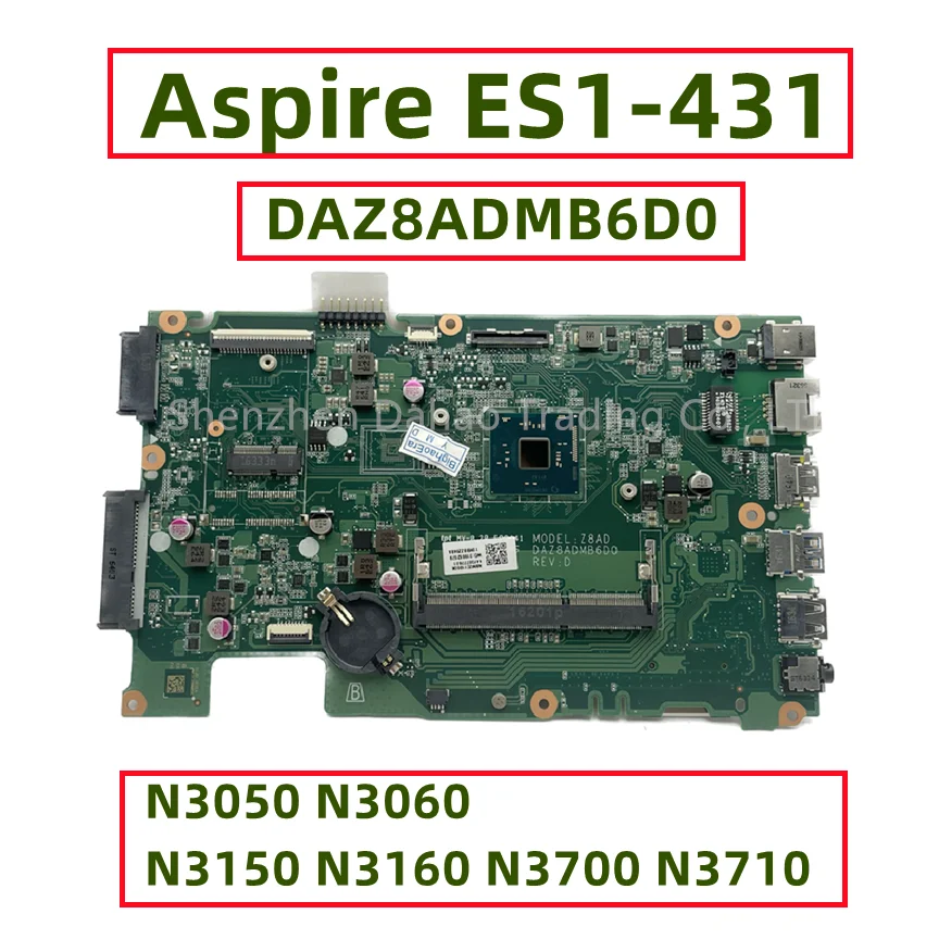 MODEL: Z8AD For Acer Aspire ES1-431 Laptop Motherboard DAZ8ADMB6D0 With ...