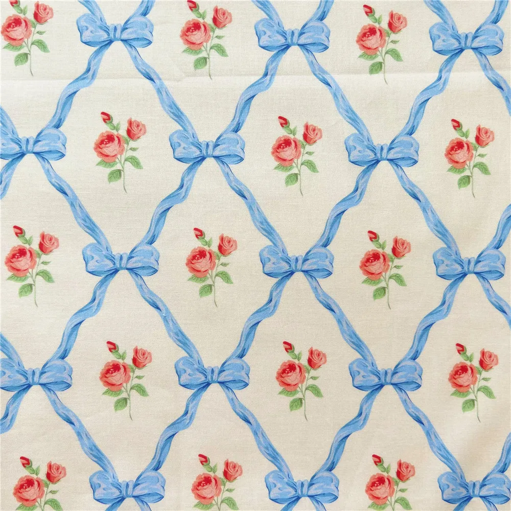Blue-Ribbon-Rose-cotton-fabric-for-Sewing-Quilting-Accessories-DIY-girl ...