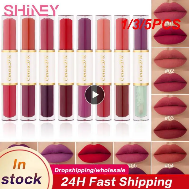 1-3-5PCS-In-1-Matte-Lipstick-Velvet-Sexy-Red-Lip-Tint-Long-Lasting-Non ...