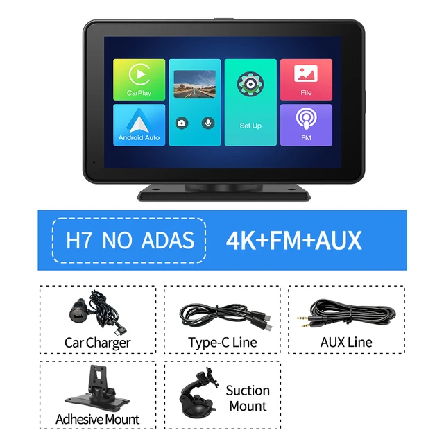 Imagebon 7" Double Bracket 4K Rear Camera Car DVR FM AUX Android Auto ...