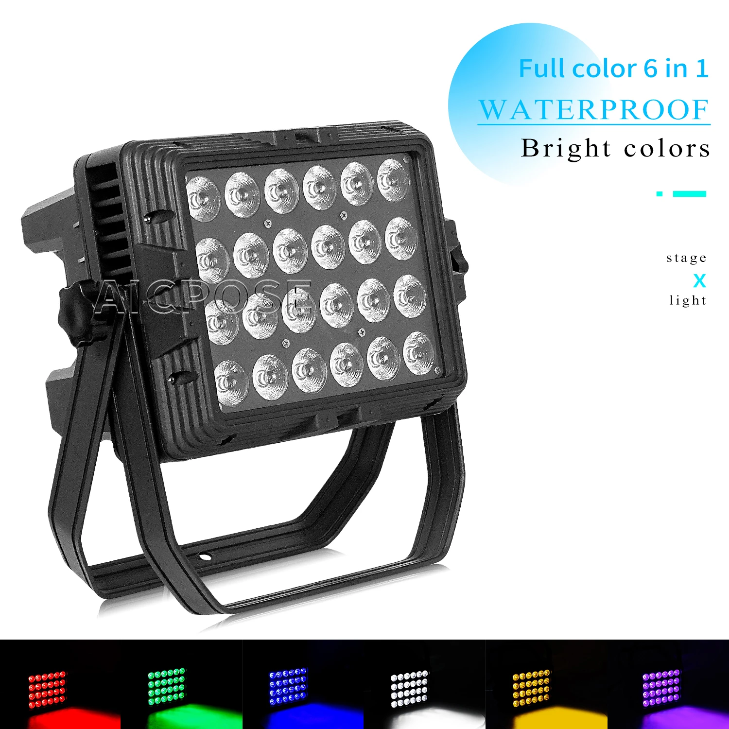 4-10pcs-24x18W-RGBWA-UV-6-in-1-Outdoor-Rain-Proof-Stage-Light-Square ...