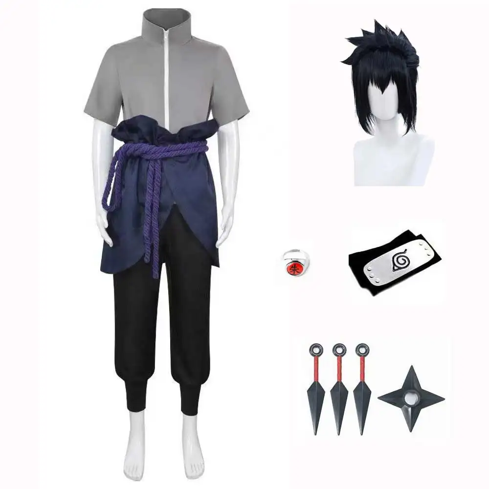 Traje de Cosplay de Sasuke de Anime para hombres mayores y niños ...
