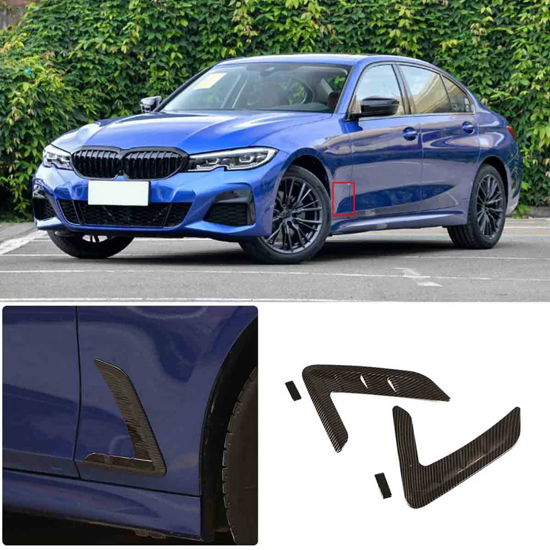 BMW 3 시리즈 G20 G28 325 320 330i 2020-2023 ABS 블랙 자동차 사이드 윙 펜더 에어 가이드 벤트 ...