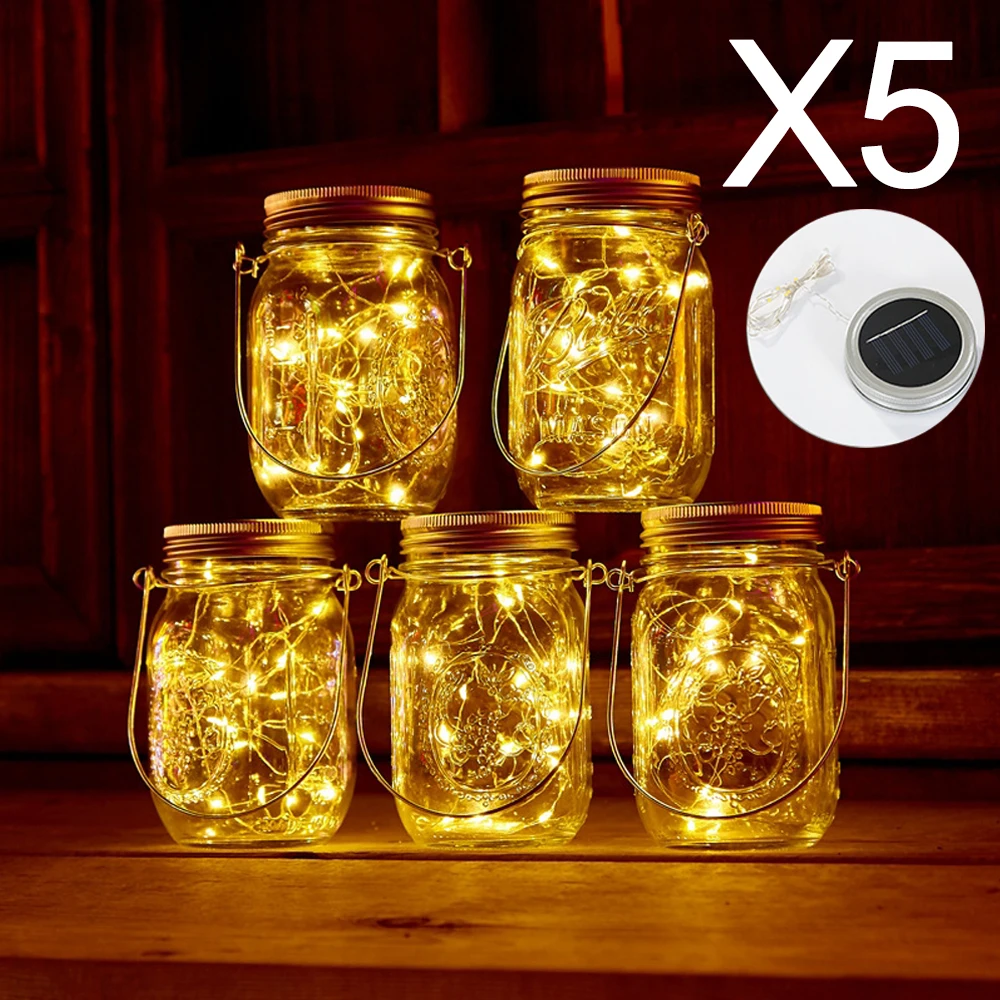 Solar-Power-Mason-Jar-Lid-Luzes-LED-Fairy-String-Lights-guirlanda ...