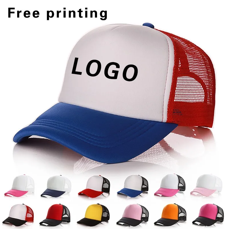 Customized-Cap-Logo-Free-Printing-Colored-Multi-Color-Mesh-Trucker ...