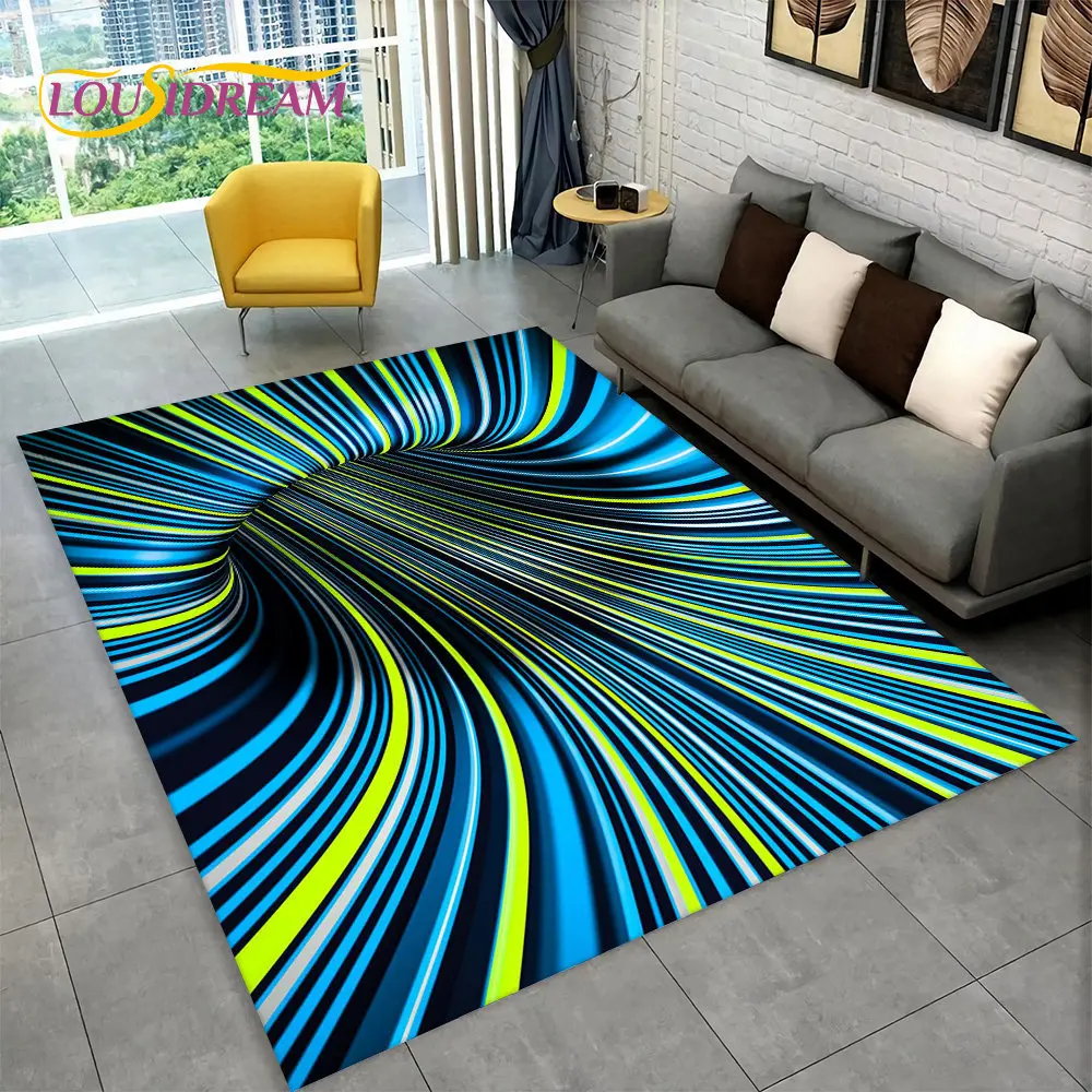 3D-Vortex-Illusion-Area-Rug-Abstract-Geometric-Optical-Carpet-Rug-for ...