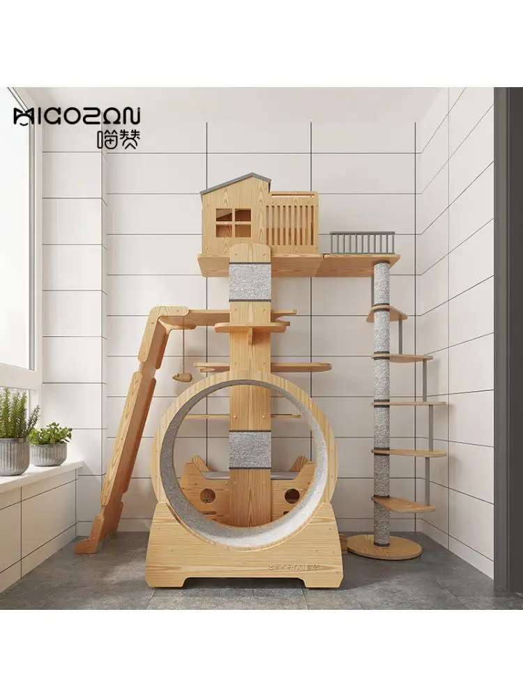 Large-cat-climbing-frame-solid-wood-nest-Tongtian-pillar-cat-tree-large ...