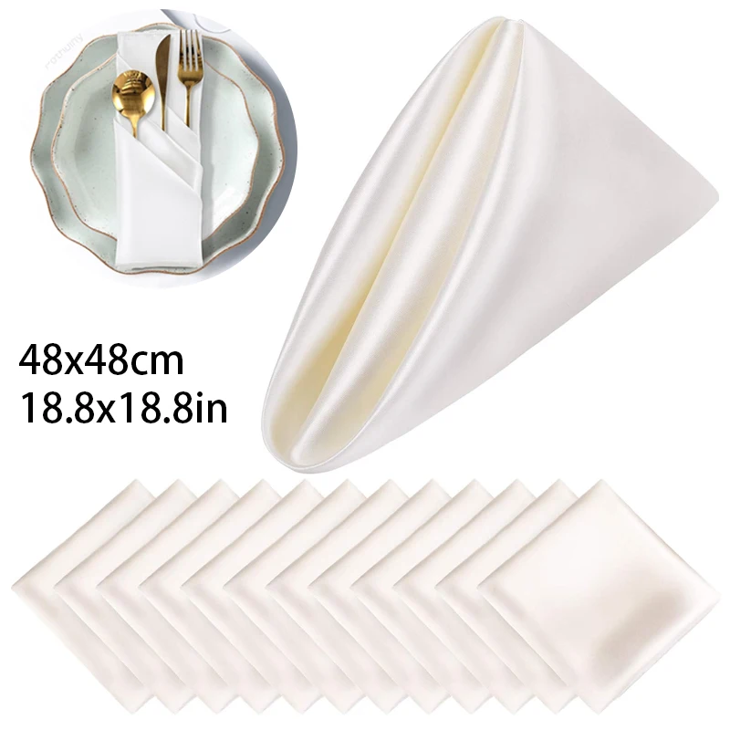 Satin Table Napkins Dinner Napkins Handkerchief Washable Table Napkins ...