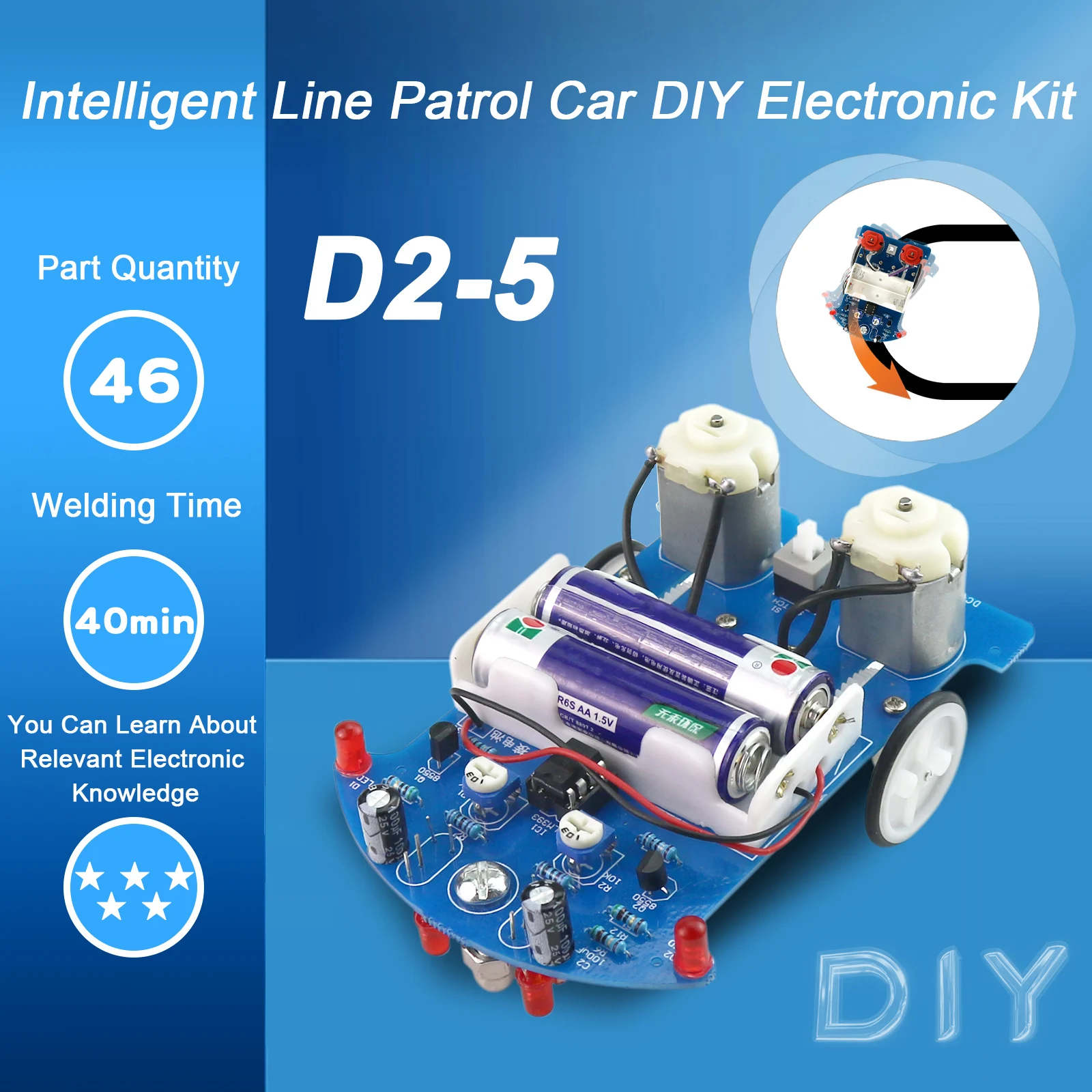 DIY-Electronic-Kit-Intelligent-Tracking-Line-Car-Automatic-Induction ...