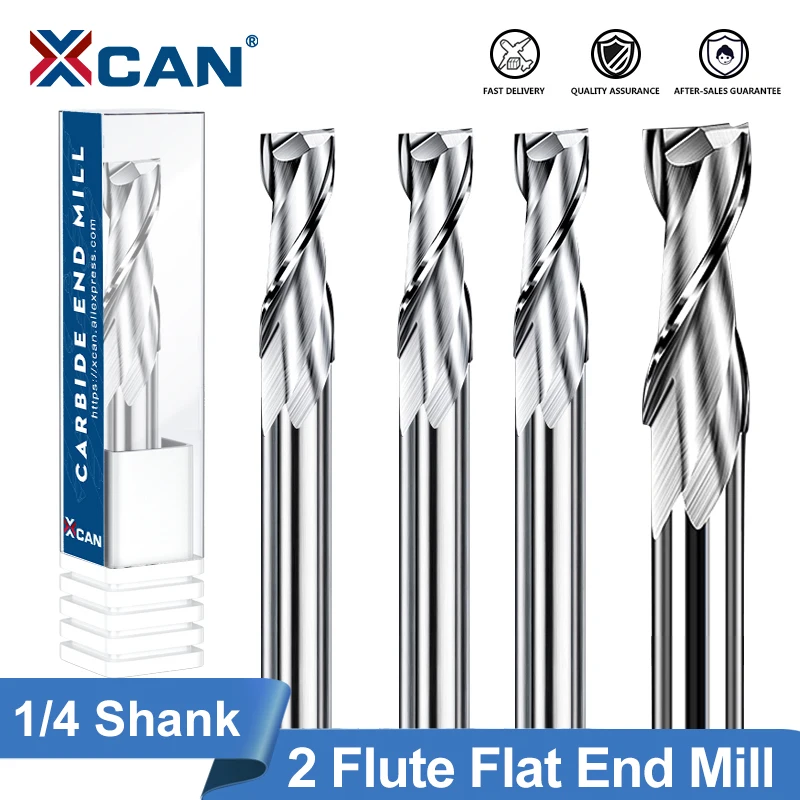 XCAN-2-Flute-End-Mill-Up-Cut-Router-Bit-1-4-Shank-Tungsten-Carbide ...