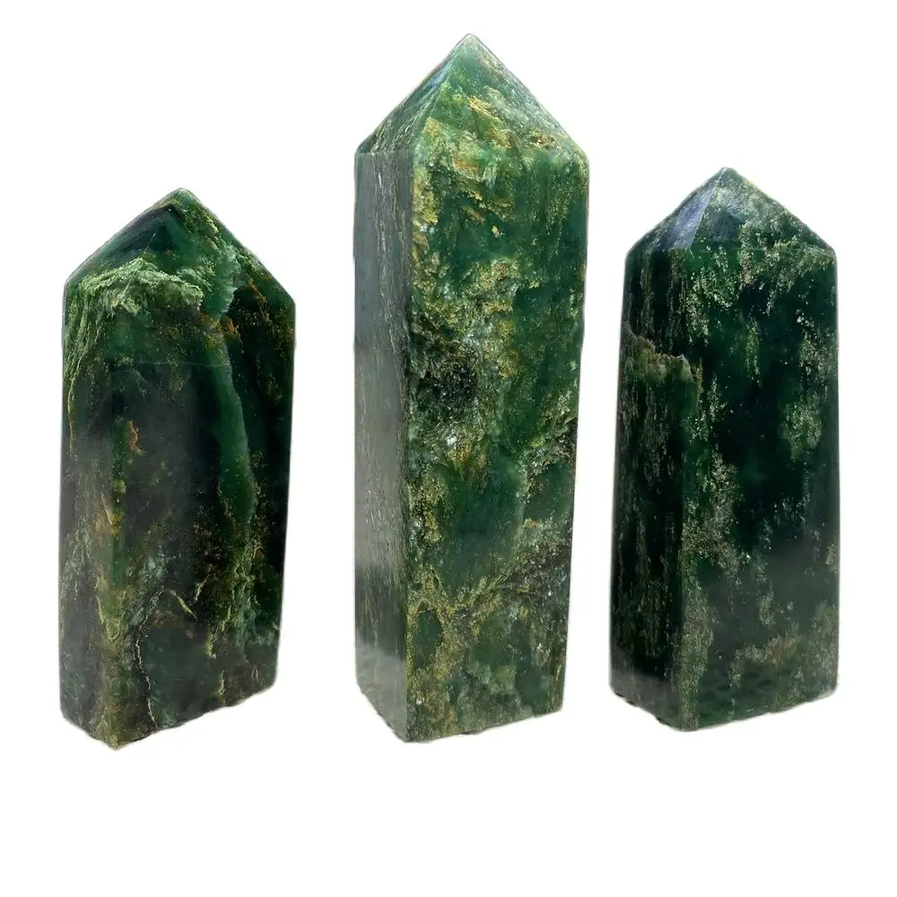 Natural Gemstone Emerald Wand Green Quartz Tower Healing Ornament Point ...