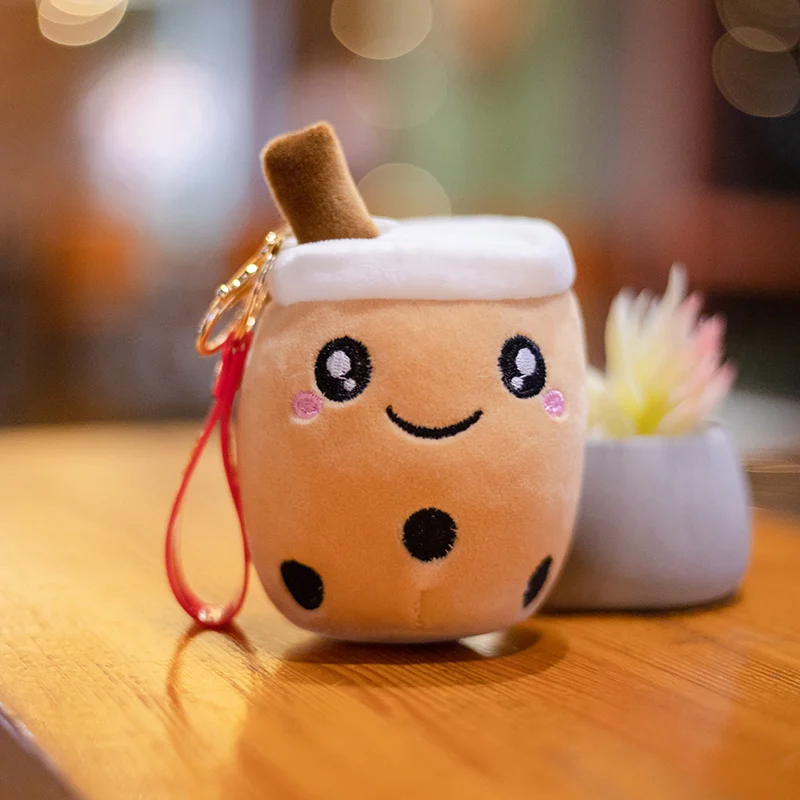 Kawaii Bubble Tea Keychain Soft Plush Toy Keychain Stuffed Boba Doll ...