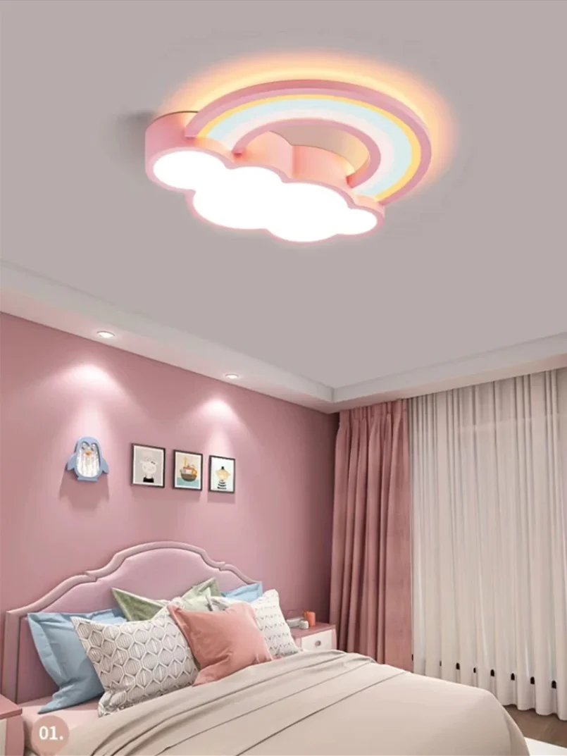 Rainbow-Led-Ceiling-Mounted-Light-for-Bedroom-Children-Kids-Girls-Pink ...