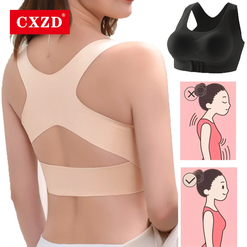 CXZD Bra For Women Posture Corrector Seamless Push Up Shockproof Sports Support Fitness Vest ...
