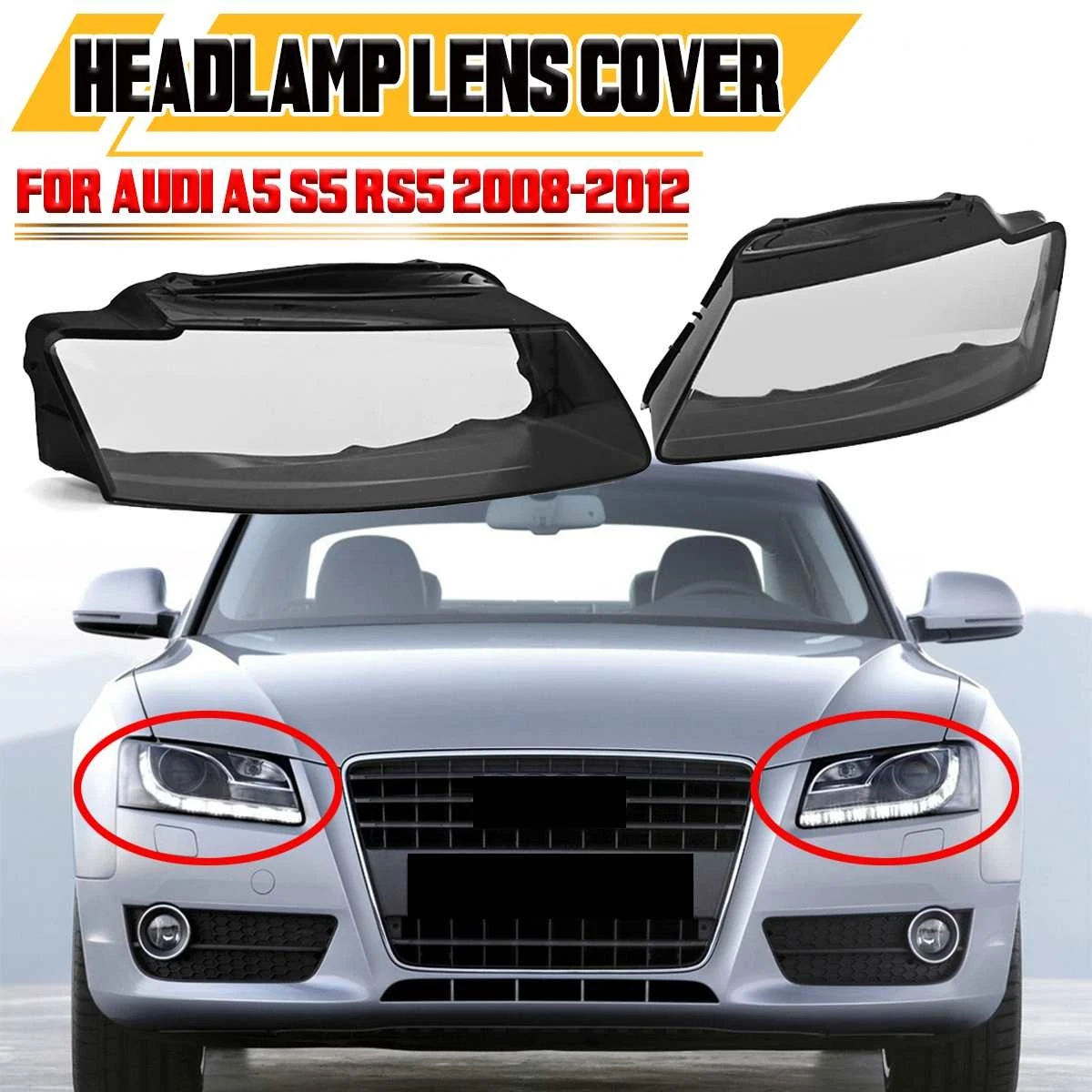 Car-Front-Headlight-Headlamp-Lens-Cover-For-Audi-A5-S5-RS5-2008-2009 ...