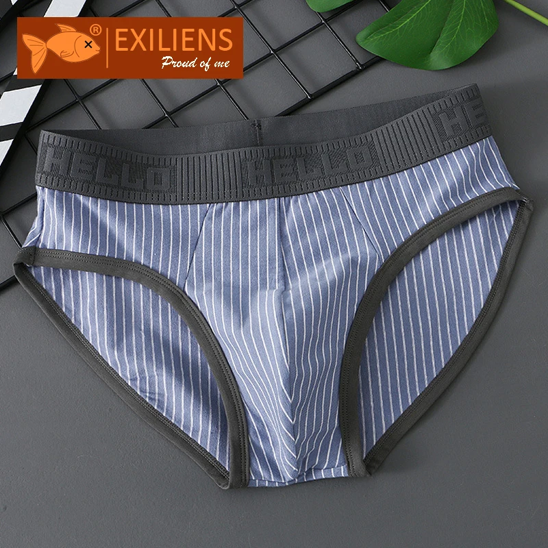 EXILIENS-Brand-New-HELLO-Striped-Cotton-Underwear-Men-Brief-Breathable ...