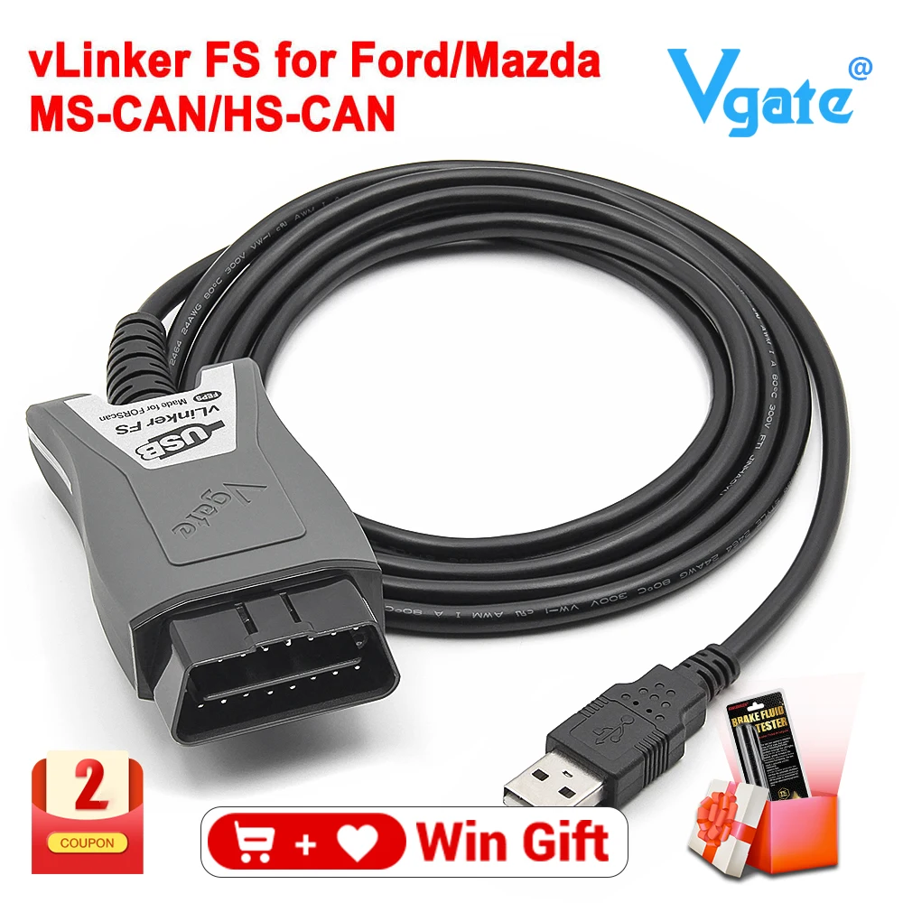 Vgate ELM327 vLinker FS USB OBD2 Scanner Car Auto For Ford Mazda OBDII ...