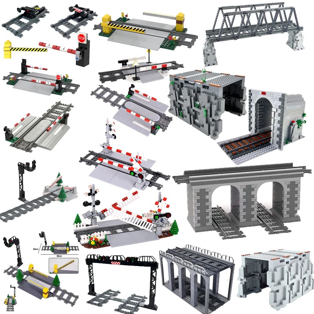 Train-Station-Bridge-Brick-Signs-Model-City-Train-Tracks-Trein-Track ...