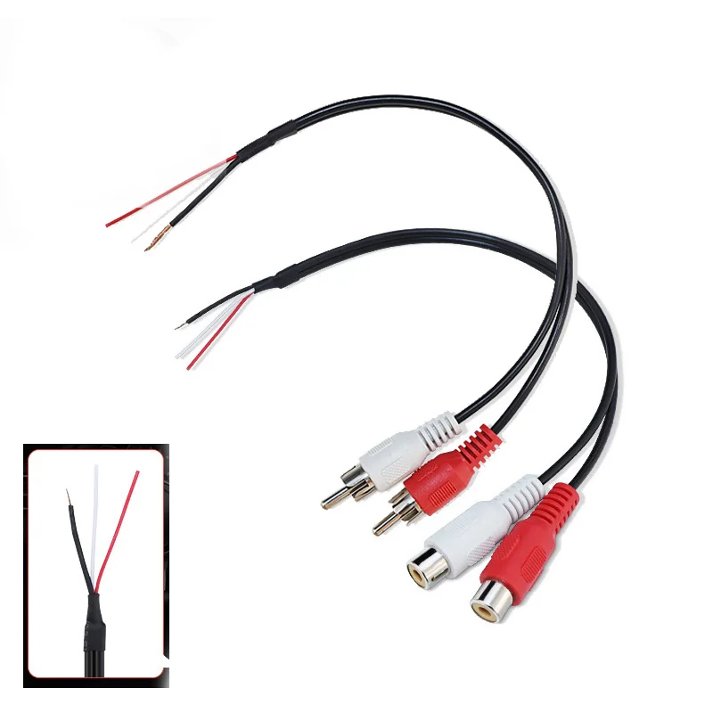 20cm-2-Way-Dual-RCA-Male-2RCA-Female-Connector-Extension-Cable-Copper ...