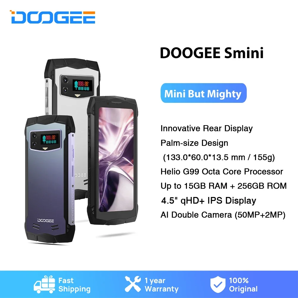 World-Premiere-DOOGEE-Smini-Rugged-Phone-4-5-qHD-Display-8GB-256GB ...