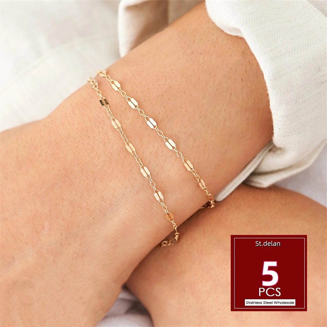 St-delan-5PCS-Fashion-Ins-Style-Stainless-Steel-Lace-Lip-Chain-Bracelet ...