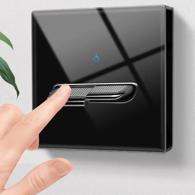 Tempered-glass-lever-switch-panel-black-luxury-universal-standard ...