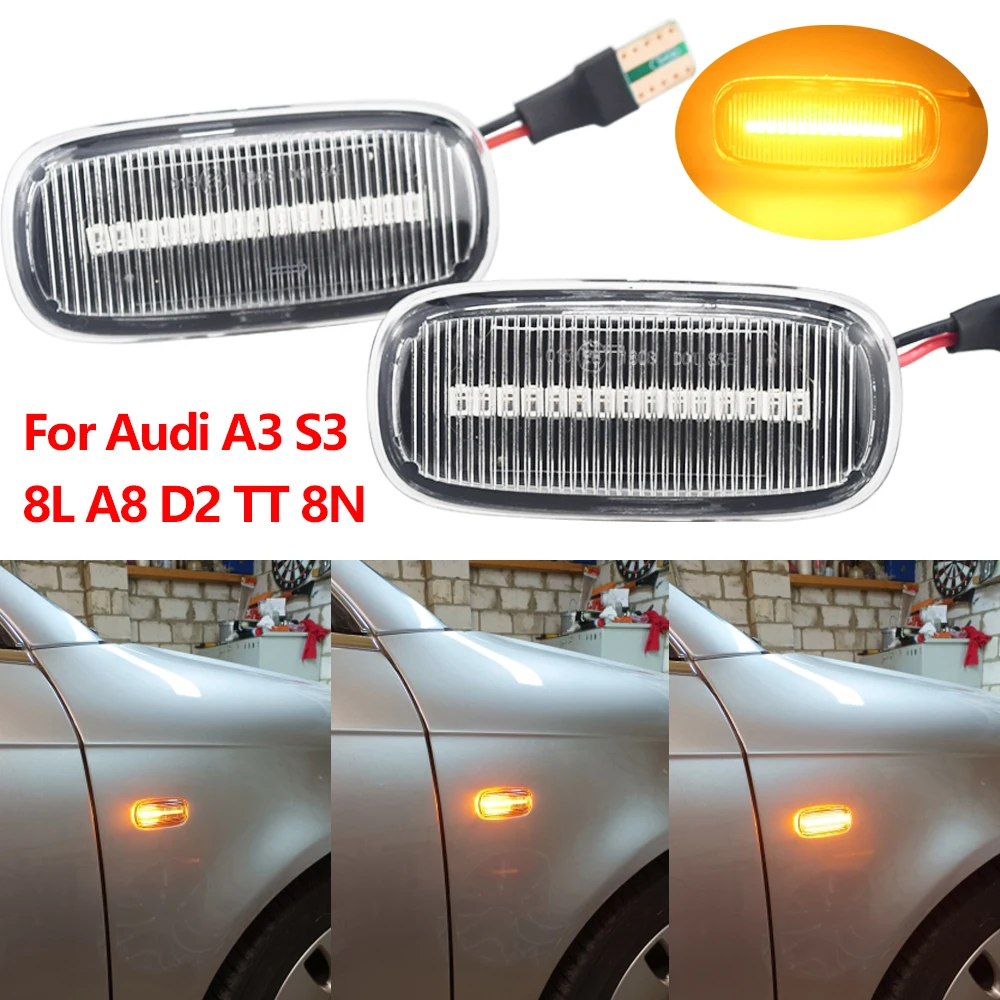 2PCS LED Dynamic Side Marker Turn Signal Light Sequential Lamp For Audi ...
