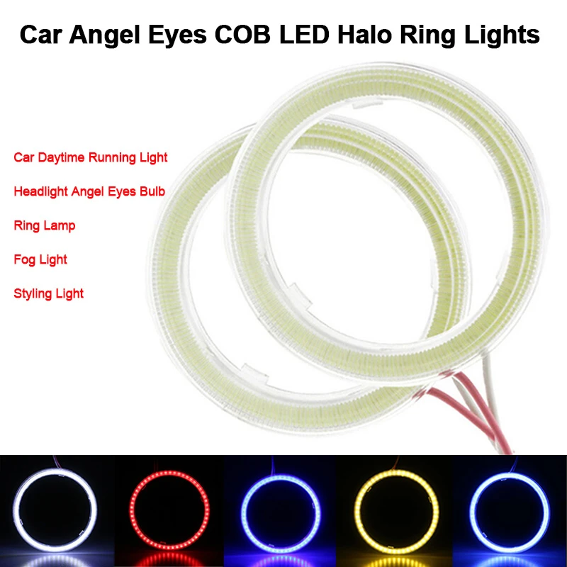 Car Angel Eyes COB LED Halo Ring Lights Car Motorcycle Headlight Circle Ring Aperture Lamp Fog ...
