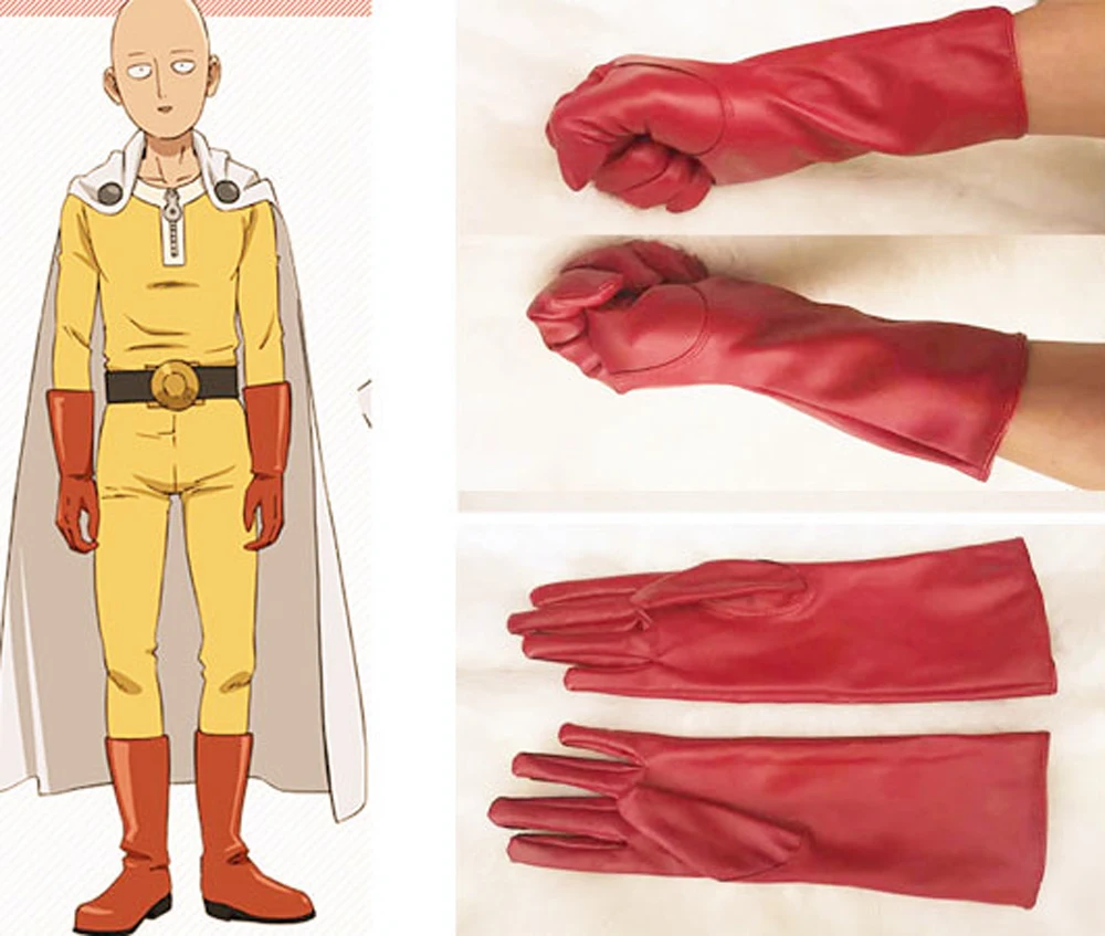 One-Pair-Saitama-Red-Cosplay-Leather-Gloves-One-Punch-Man-Cosplay ...