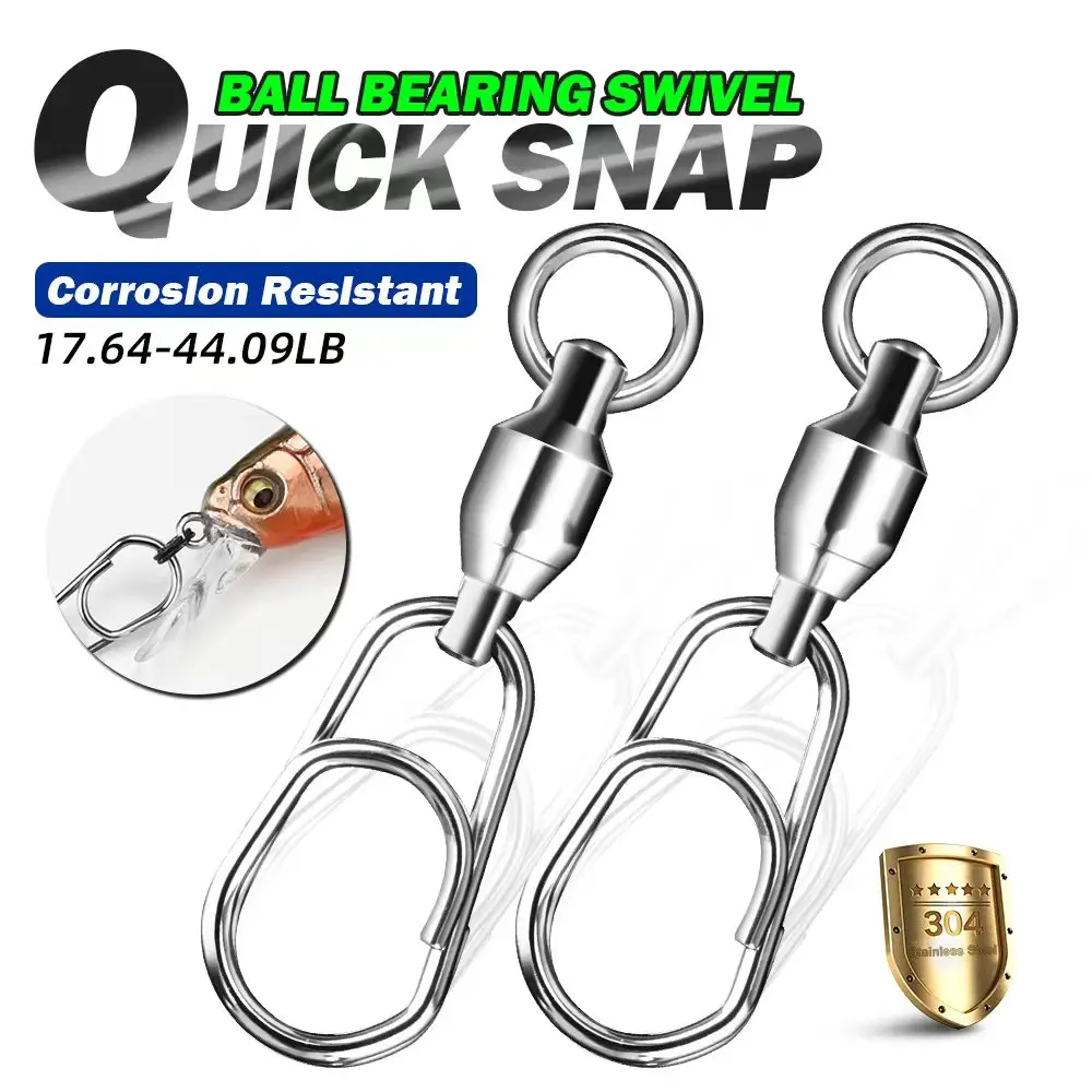MEREDITH 20Pcs Fishing Connector Stainless Steel Swivels Ball Bearing ...