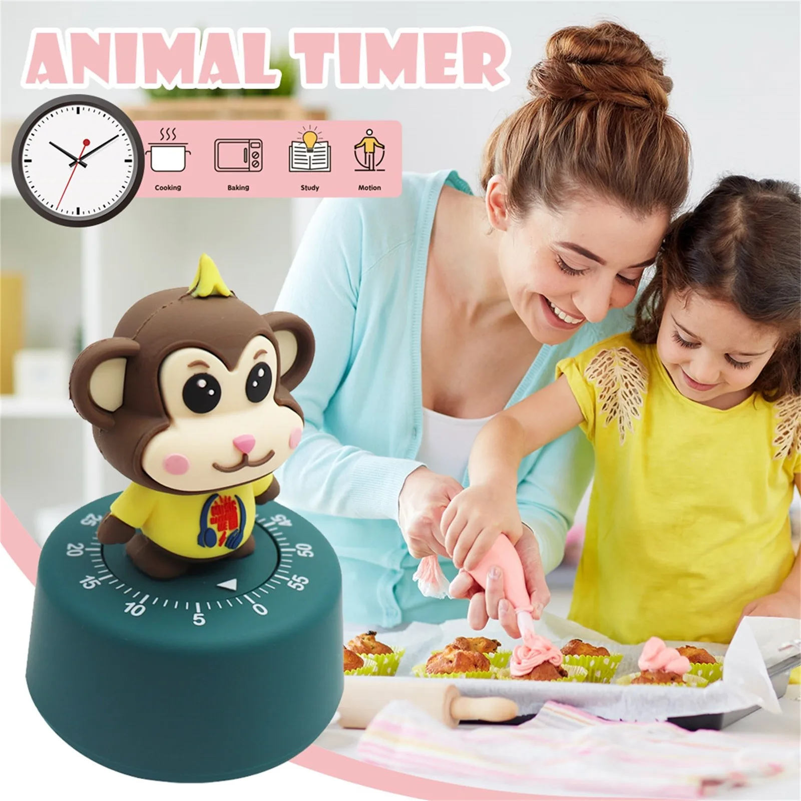 Kid Timer Creative Multi color Mechanical Timer Animal Cartoon Timer ...