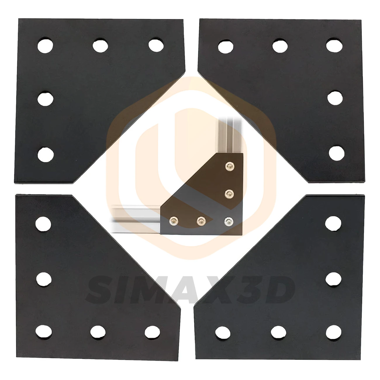 Black 4 PCS Joint Plate L Shape Corner Bracket Plate 5 Hole Outside ...