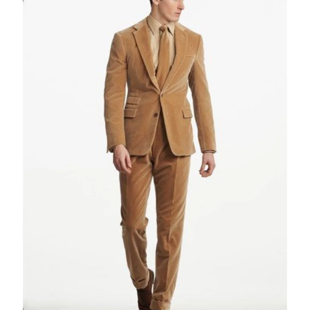 Men-s-Velvet-Two-piece-Suit-Business-Casual-Comfortable-Commuting-Suit ...